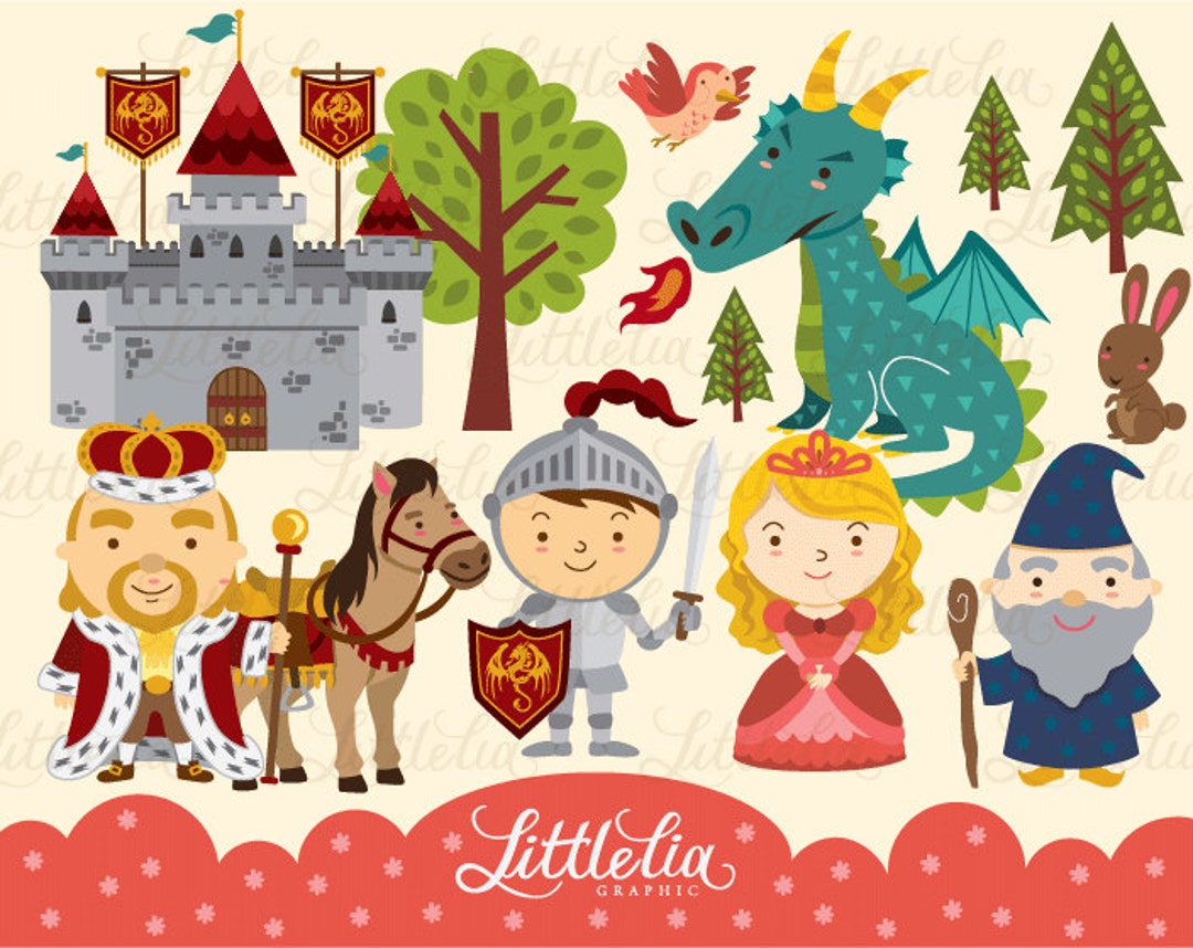 Knight and Princess Castle Cute Clipart / Instant Download - 13012 - Etsy