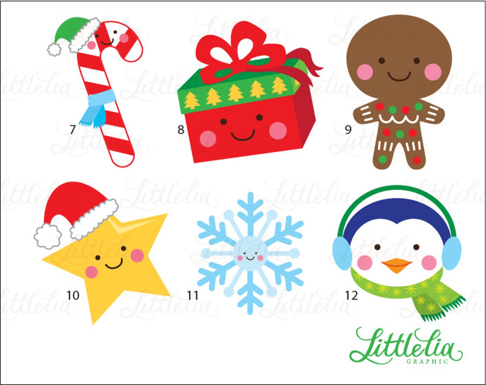 Christmas Faces Clipart - Christmas Santa Clipart - 15072 - Etsy