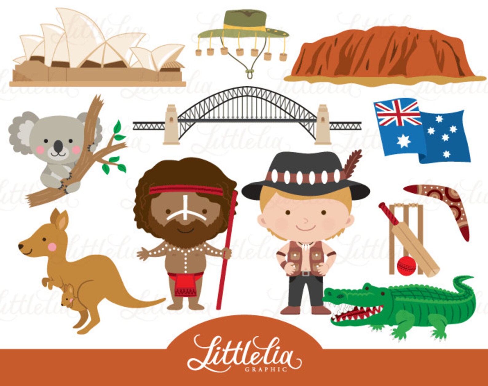 Australia Clipart Aussie Clipart 16031 - Etsy Hong Kong