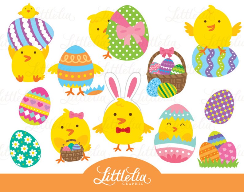 Easter Chicks Clipart - Easter Clipart - 16011 - Etsy