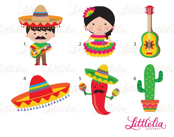Fiesta Clipart Mexican Cinco De Mayo Clipart 15058 - Etsy