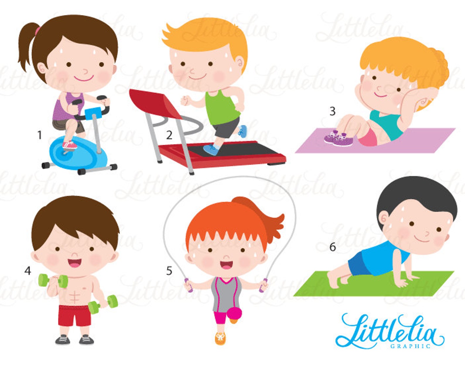 Gym Clipart - Exercise Clipart - Health Clipart - 16078 - Etsy UK