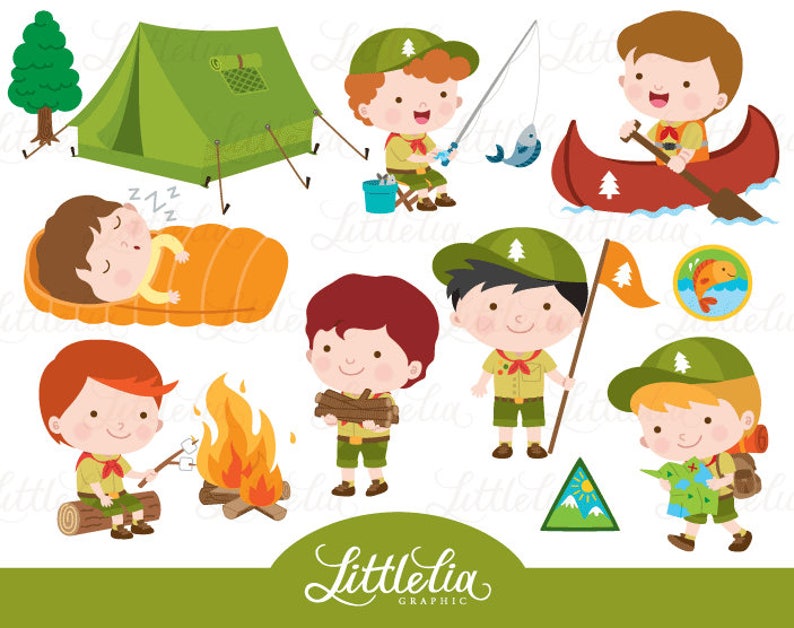 Boys Scout Clipart Boys Camping Clipart 17033 - Etsy