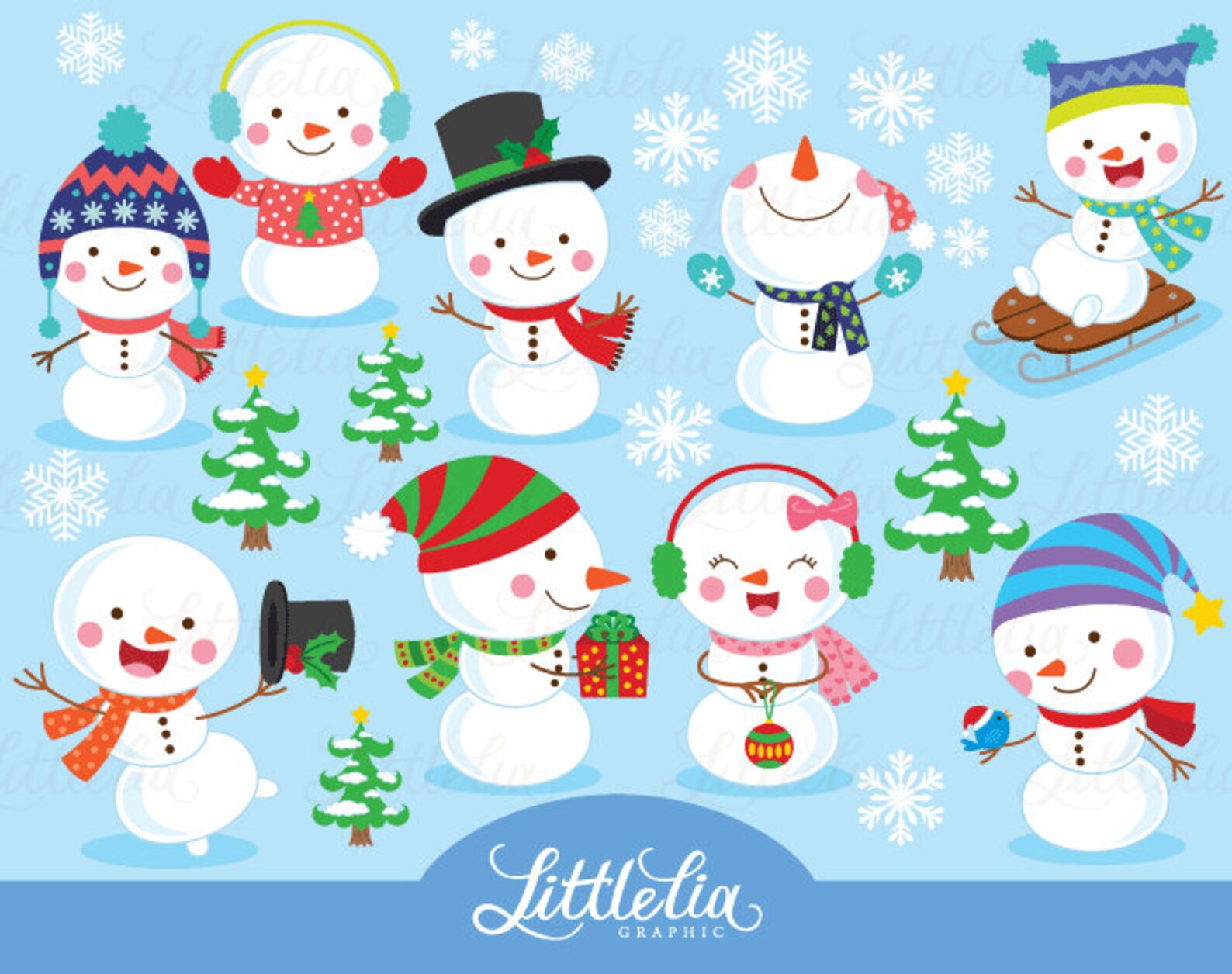 Snowman Clipart - Christmas Clipart - Winter Clipart - 16085 - Etsy