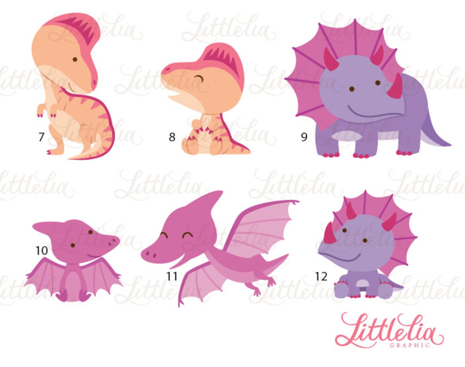 Mom and baby dinosaur pink baby dinosaur 16002 | Etsy