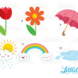 Rainy Day - Spring Puddle - Rainbow Clipart - 15085 - Etsy
