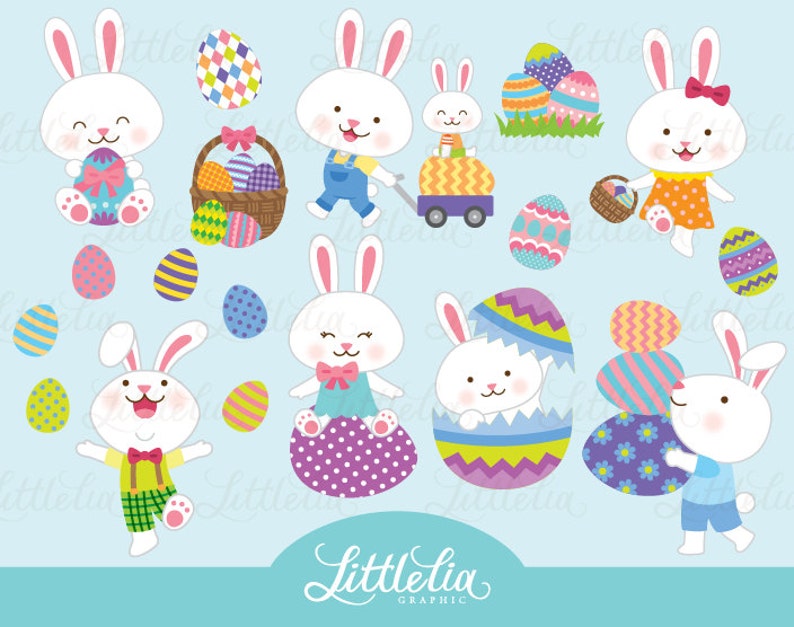 Easter bunny Easter rabbit clipart 16012 | Etsy
