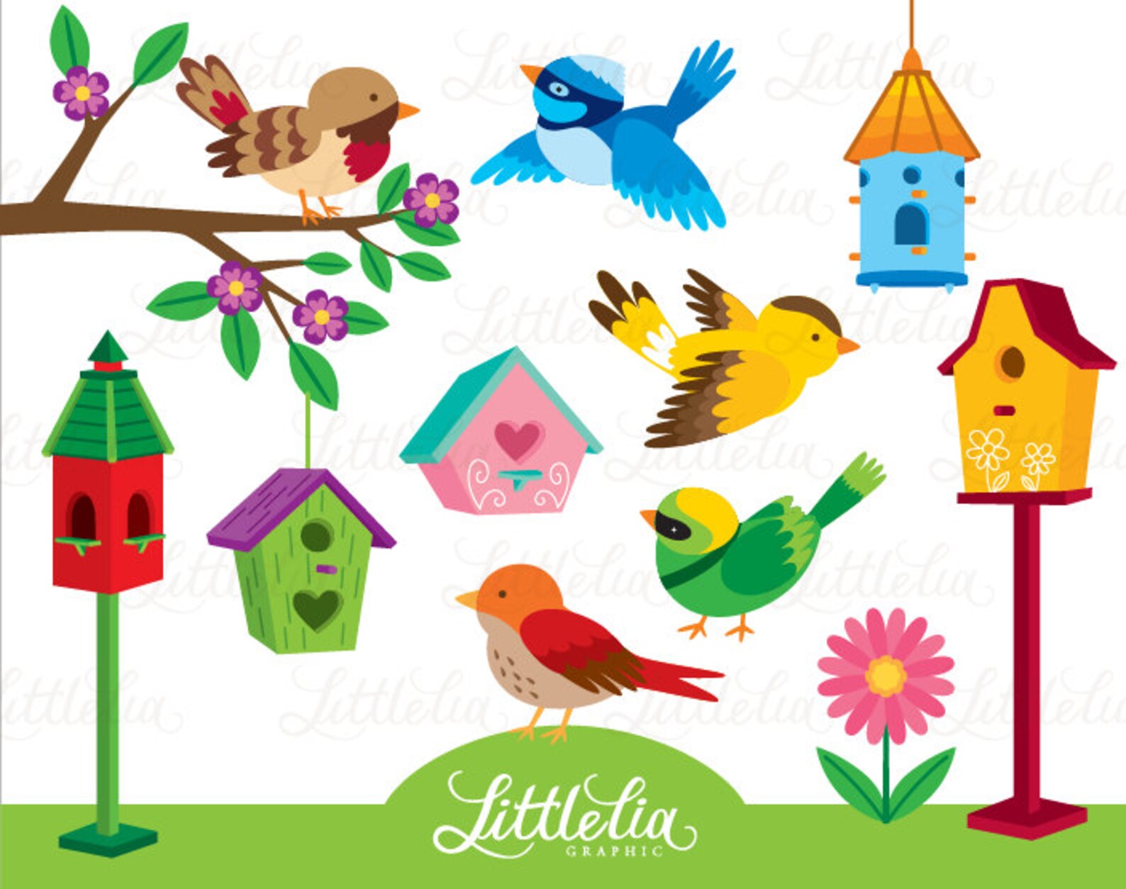 Little Bird Clipart Spring Bird Clipart 15087 - Etsy