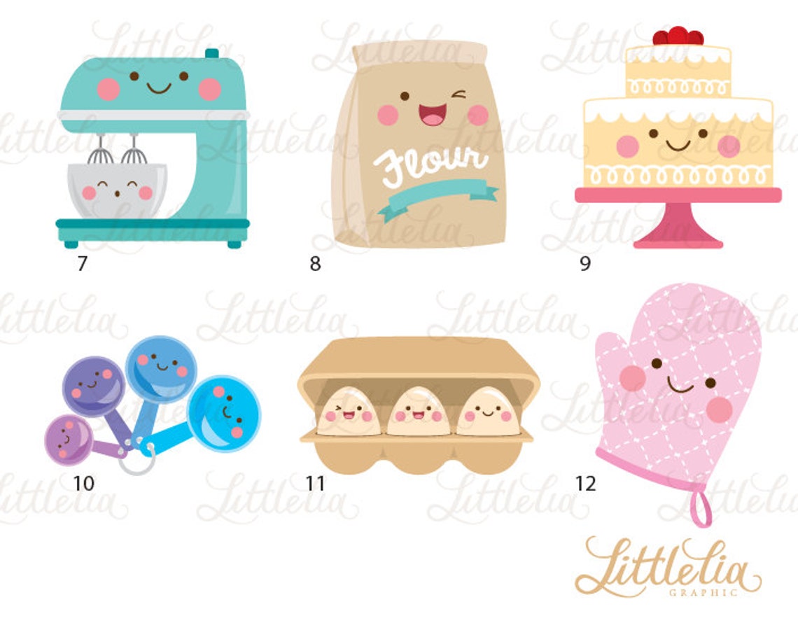 Baking Kawaii Baking Clipart Cute Cake 16066 | Etsy