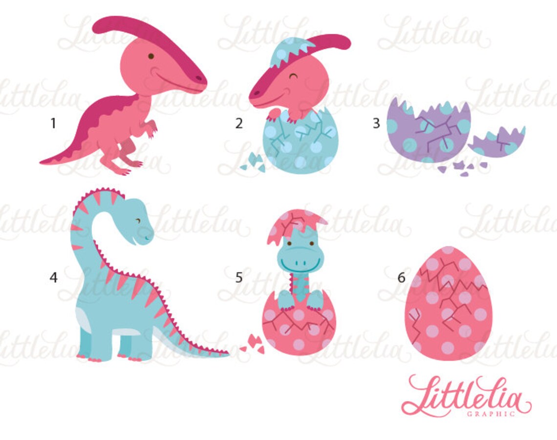 Mom and baby dinosaur pink baby dinosaur 16002 | Etsy