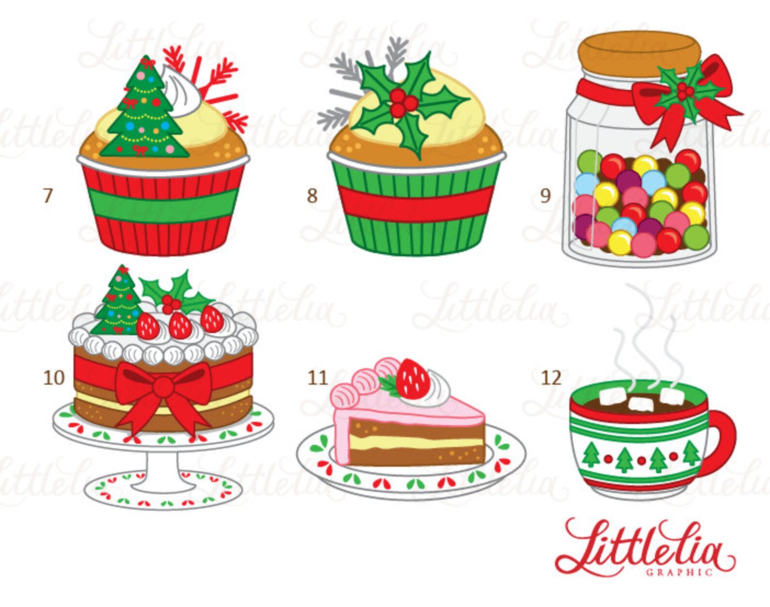Christmas Sweet and Treat Clipart - 14026 - Etsy