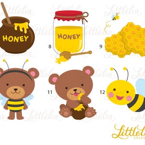 Honey Bear Clipart - Honey Bee Clipart - 15043 - Etsy