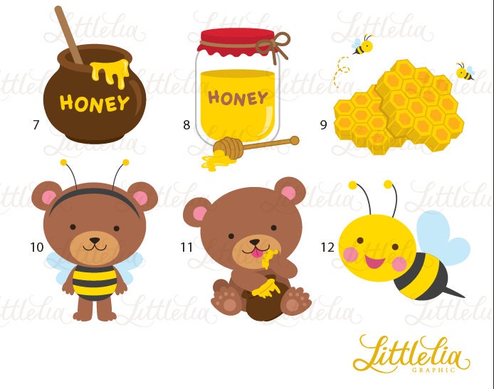 Honey Bear Clipart Honey Bee Clipart 15043 - Etsy UK
