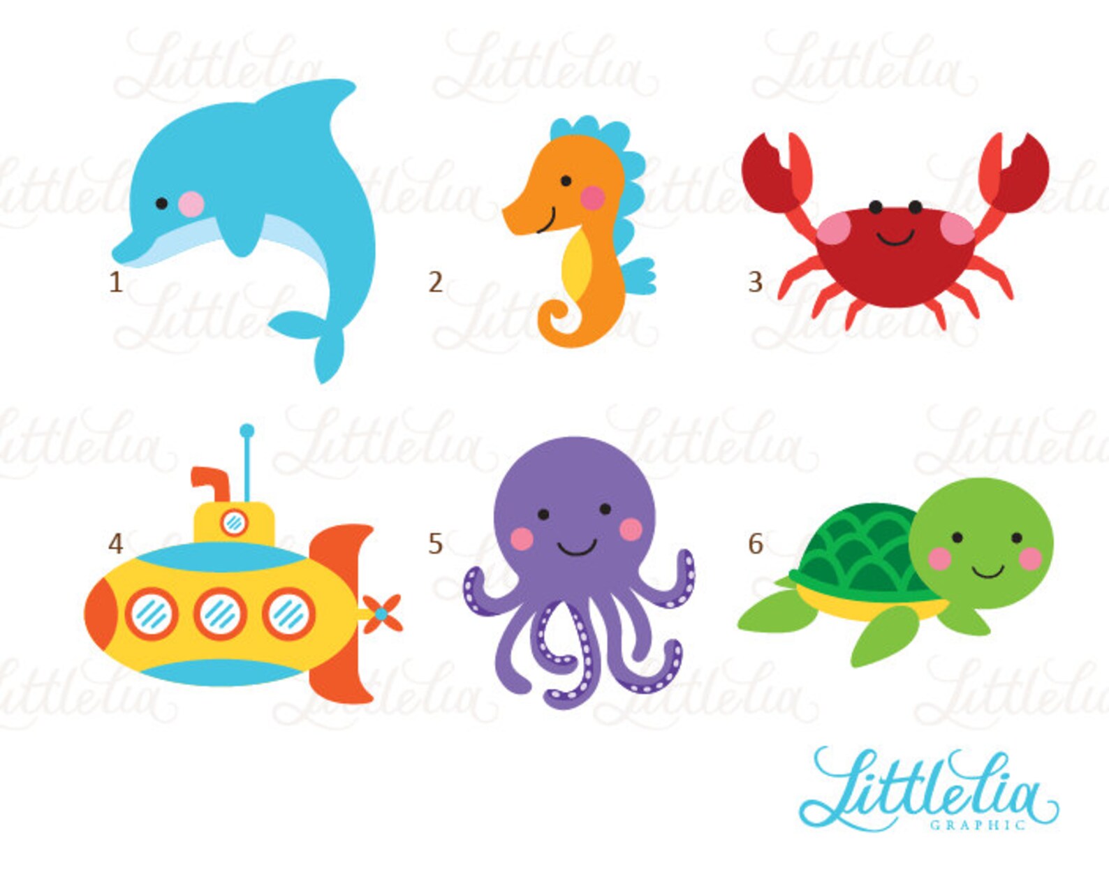 Underwater Clipart Sea Friend Clipart Fish Clipart - Etsy