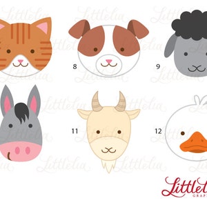 Farm Animal Clipart - Farm Animal Head Clipart - Animal Head - 15025 - Etsy