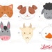 Farm Animal Clipart - Farm Animal Head Clipart - Animal Head - 15025 - Etsy