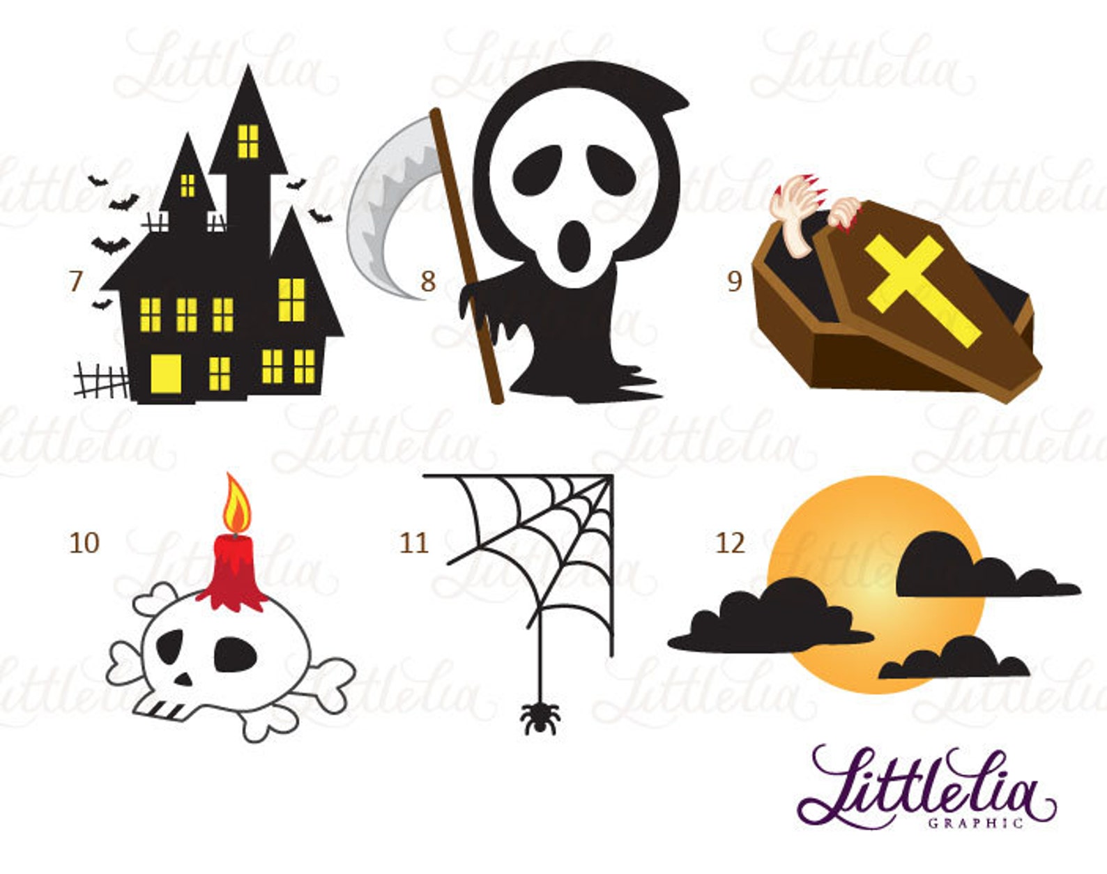 Haunted House Halloween Clipart/ Digital Download 14024 - Etsy