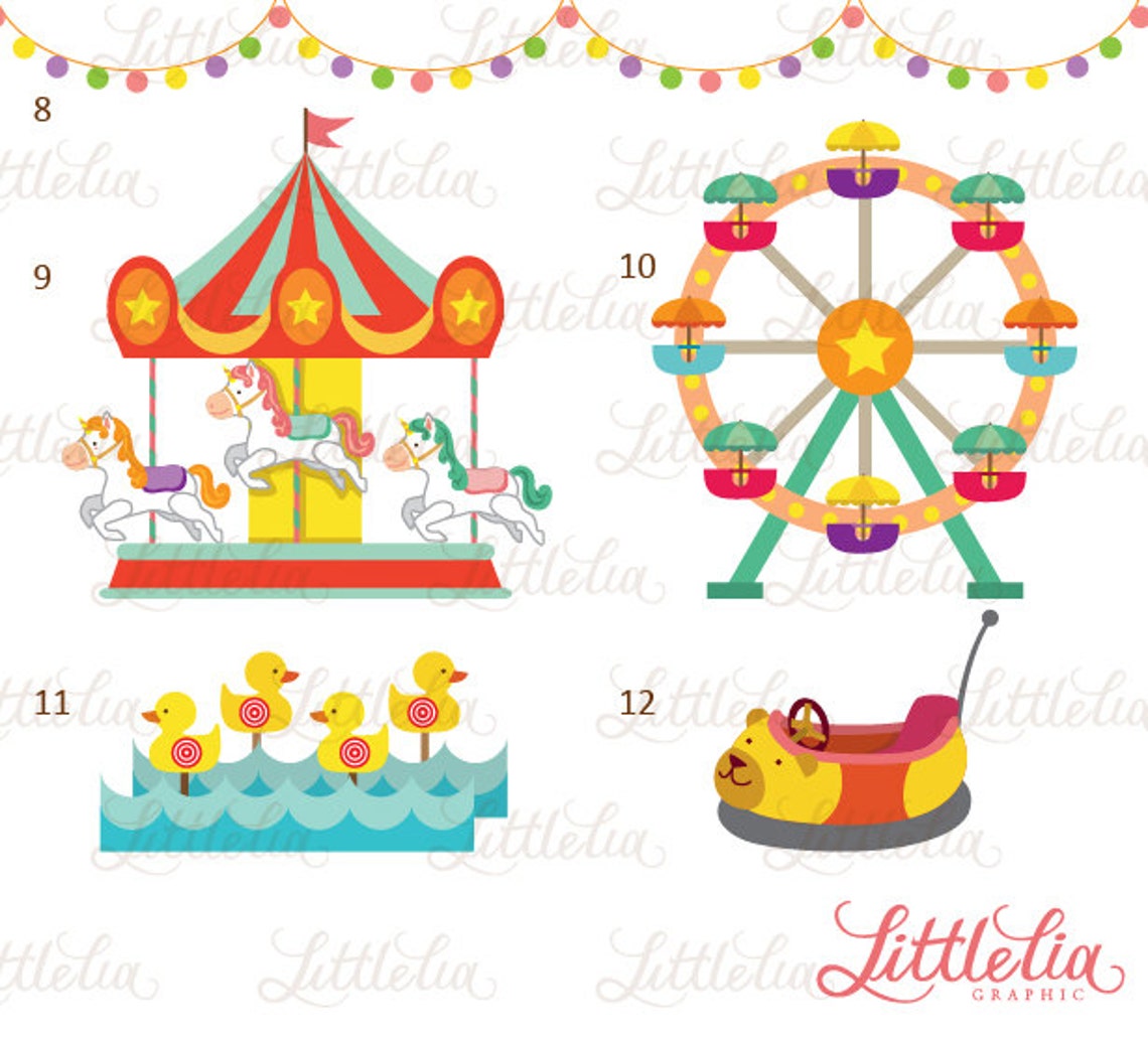 Carnival Cute Clipart Set / Instant Download 13017 - Etsy