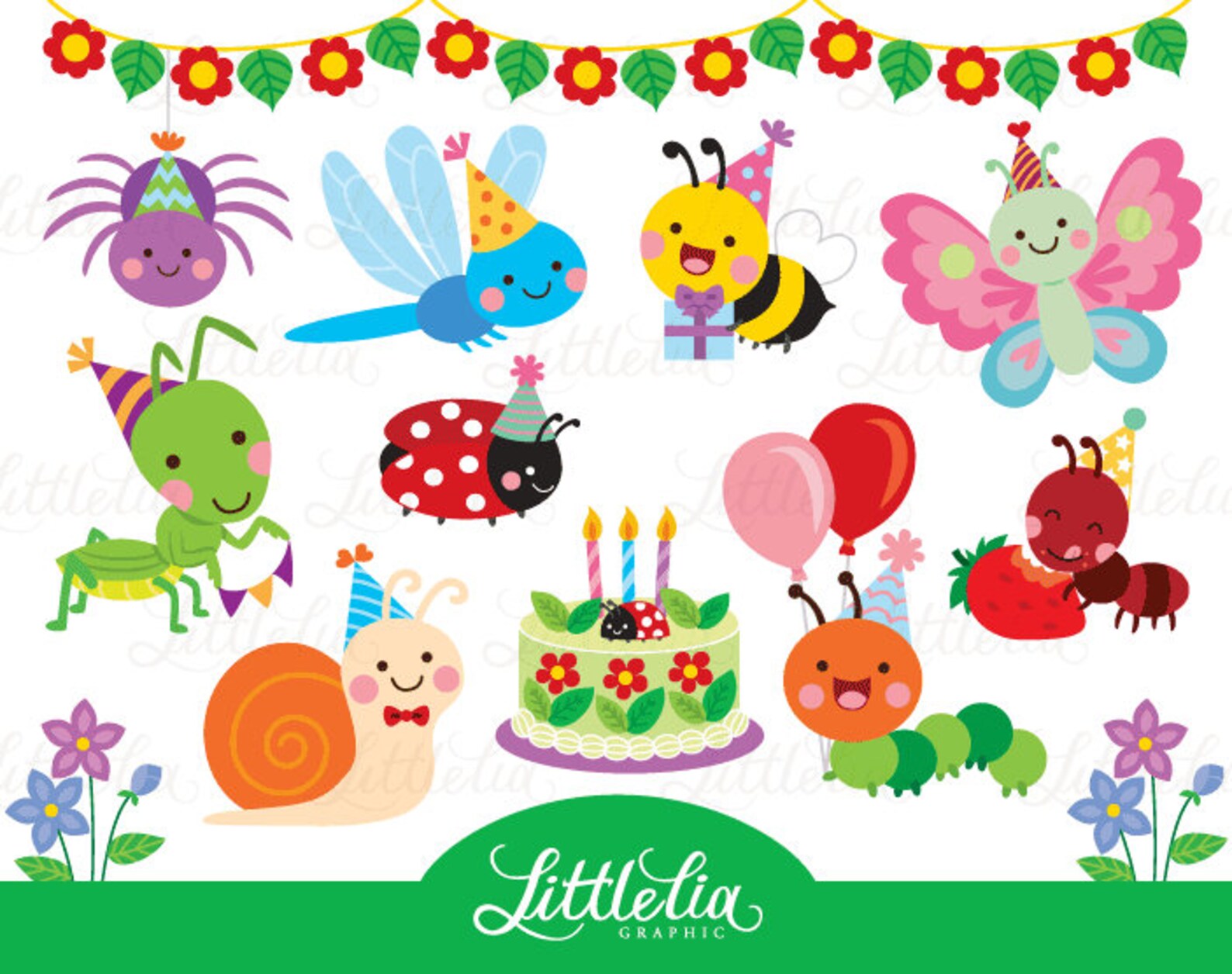 Bug Party Clipart - Bug Clipart - 17037 - Etsy