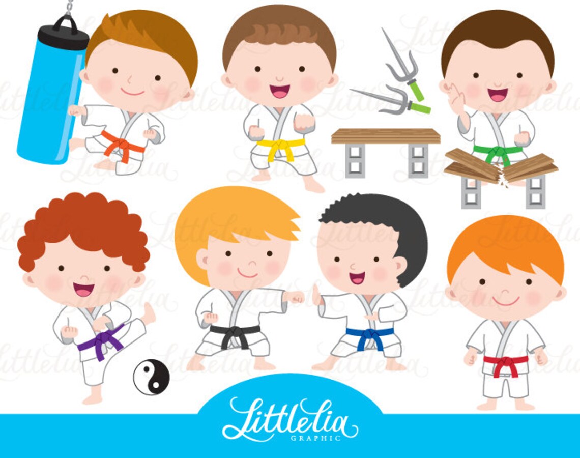 Karate Boy Clipart - Taekwondo Boy Clipart - 15102 - Etsy UK