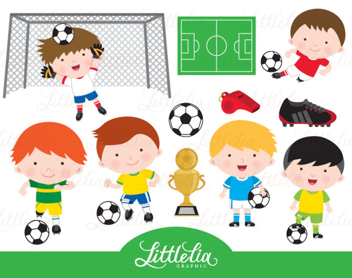 Soccer Boys Clipart Soccer Clipart 15093 - Etsy