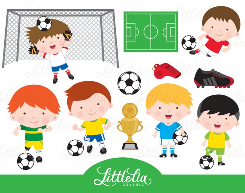 Soccer Boys Clipart Soccer Clipart 15093 - Etsy