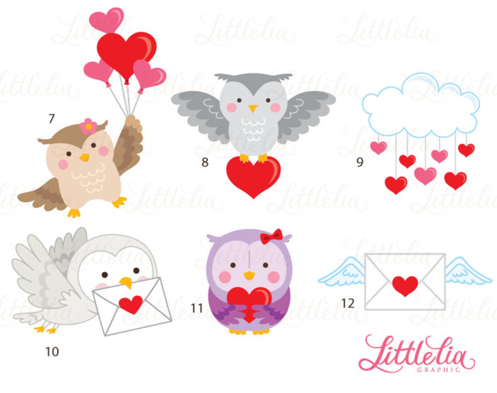 Valentine Owl Clipart Owl Clipart Love Clipart 16097 - Etsy