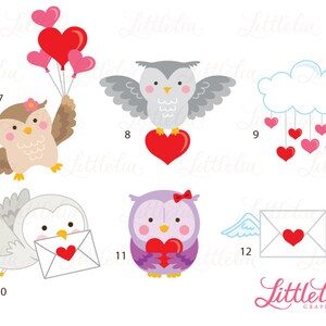 Valentine Owl Clipart - Owl Clipart - Love Clipart - 16097 - Etsy