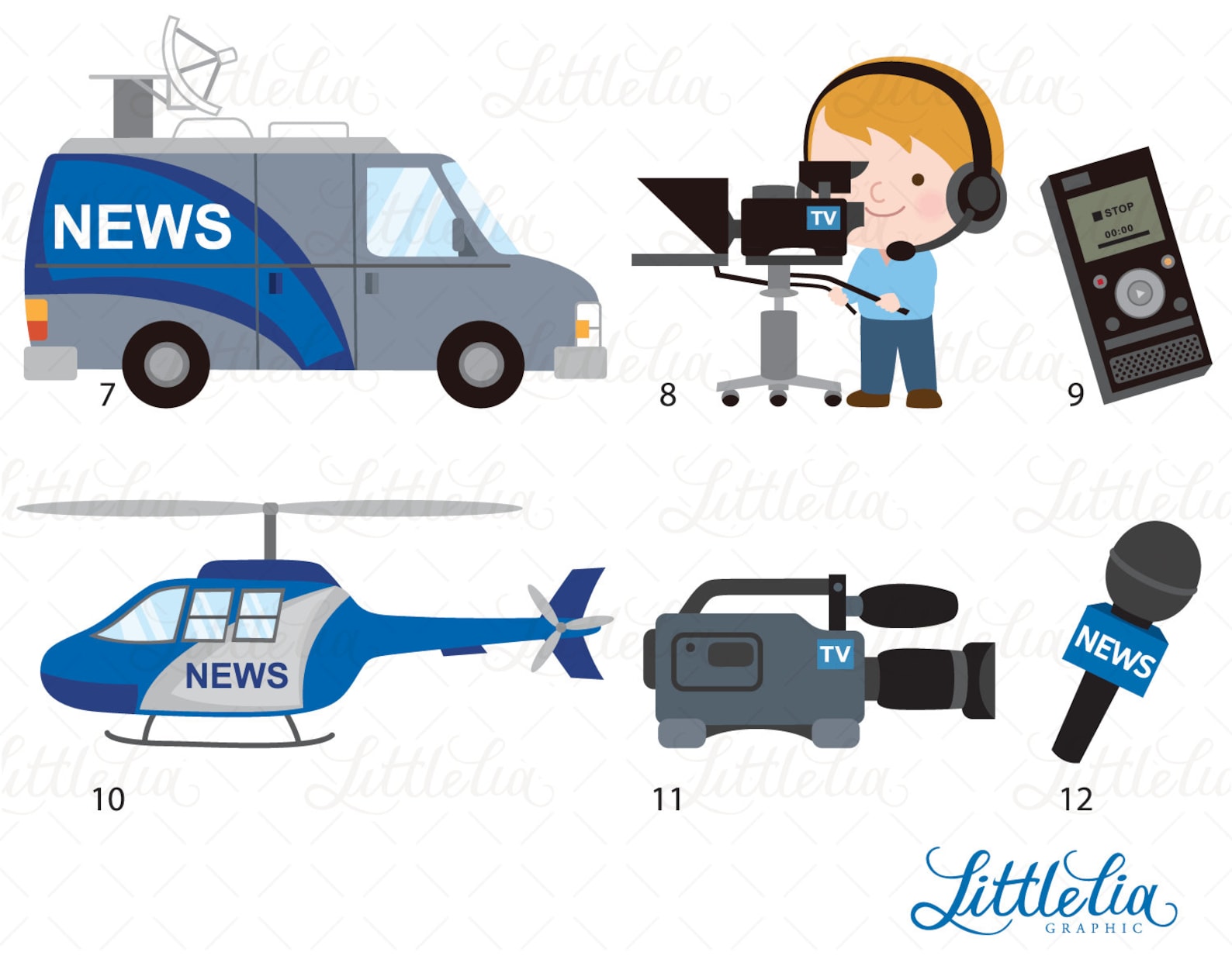 Newscast Clipart Reporter Clipart News Clipart 21001 | Etsy