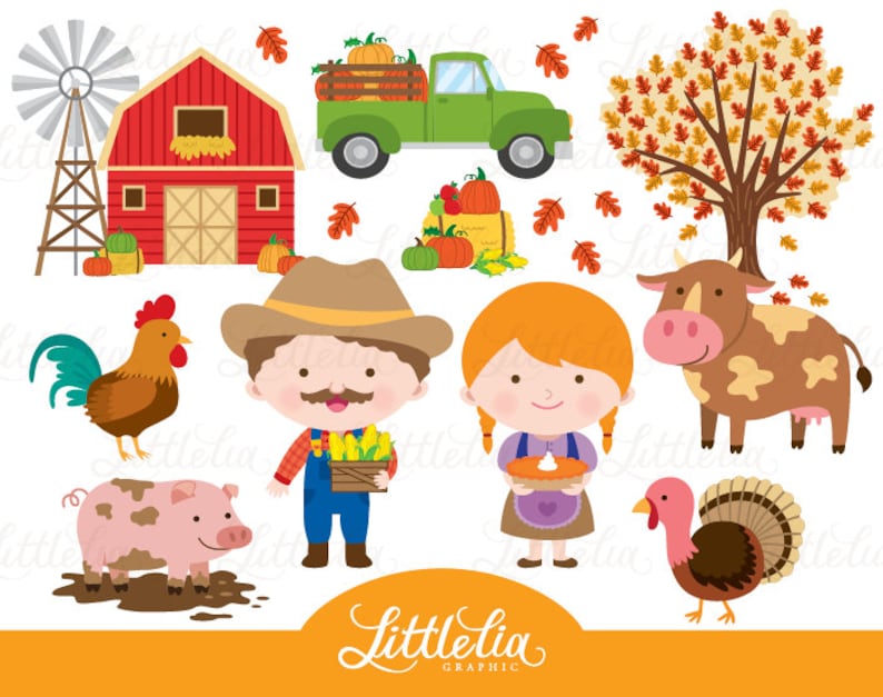 Autumn Farm Clipart Farm Clipart 16046 - Etsy