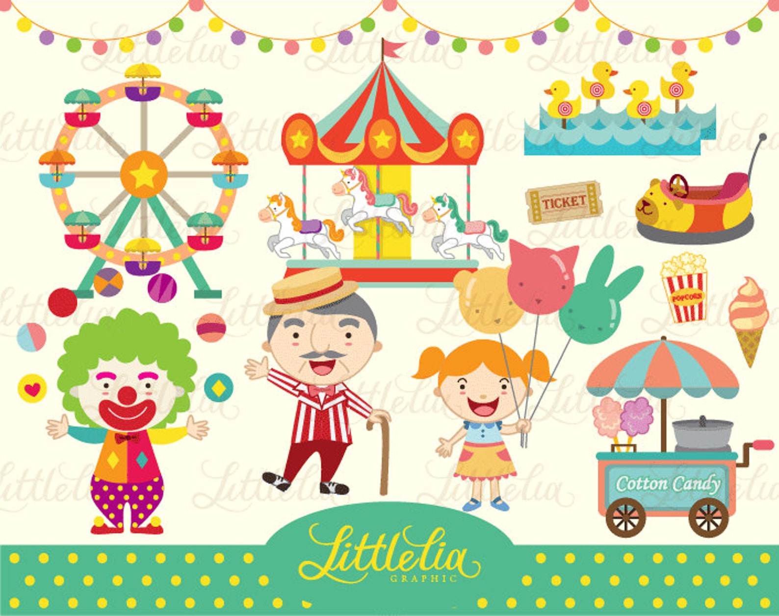 Carnival Cute Clipart Set / Instant Download 13017 - Etsy