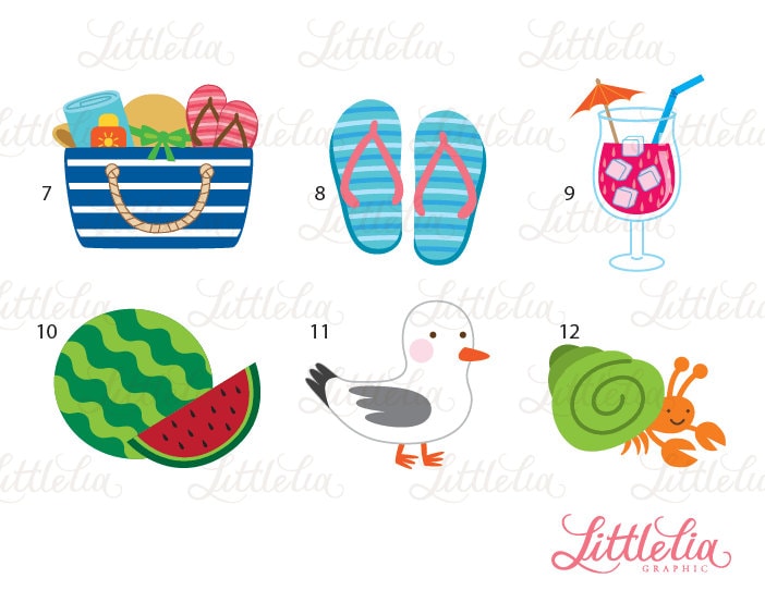Beach Clip Art - Summer Clip Art - 15014 - Etsy