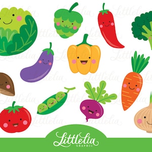 Cute Vegetable Clipart - Veggie Clipart - 15063 - Etsy
