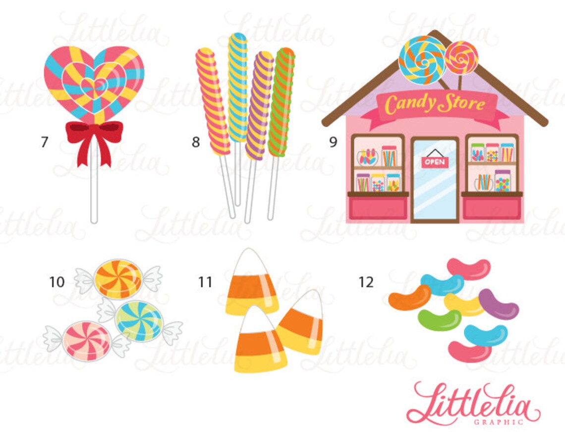 Candy Shop Clipart Sweet Candy Clipart 15039 - Etsy