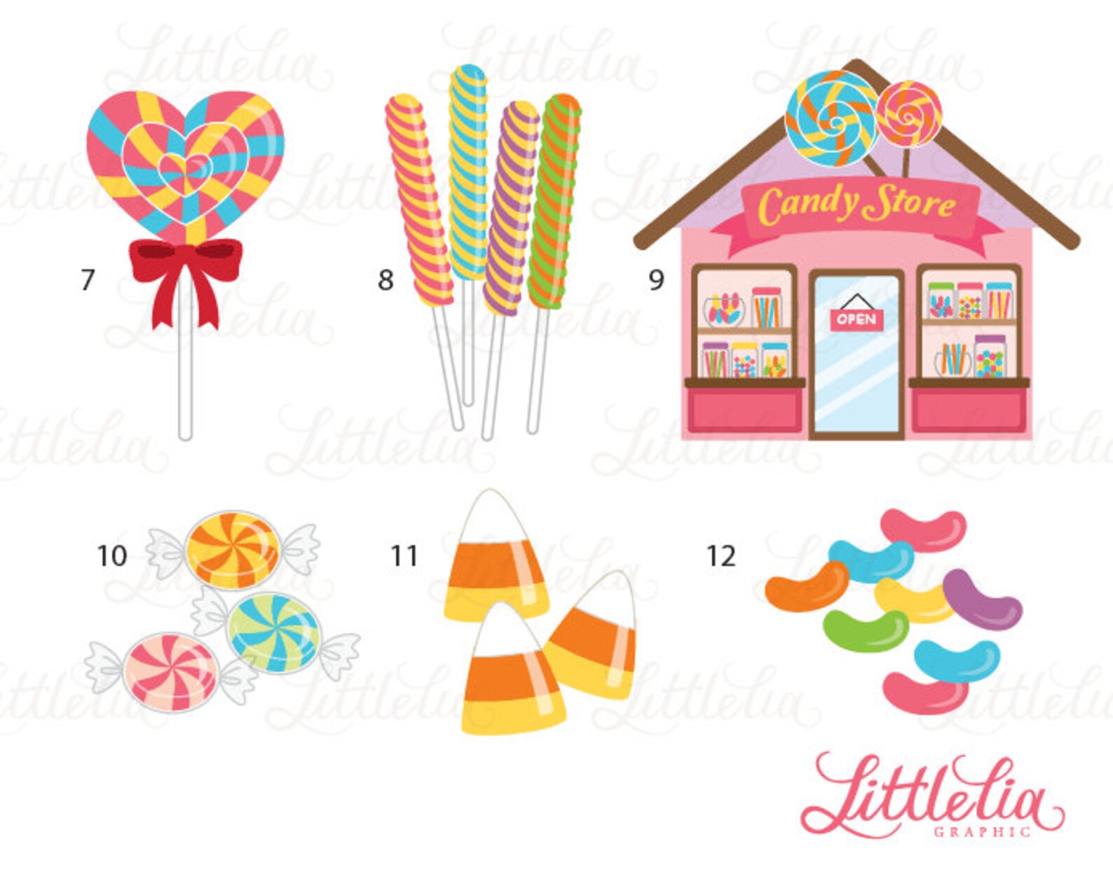 Candy Shop Clipart Sweet Candy Clipart 15039 - Etsy