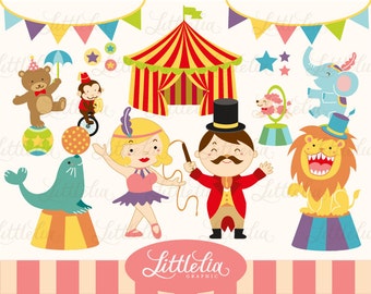 Funny Bright Circus Clip Art Set, Clowns Clipart, Digital Clip Art ...