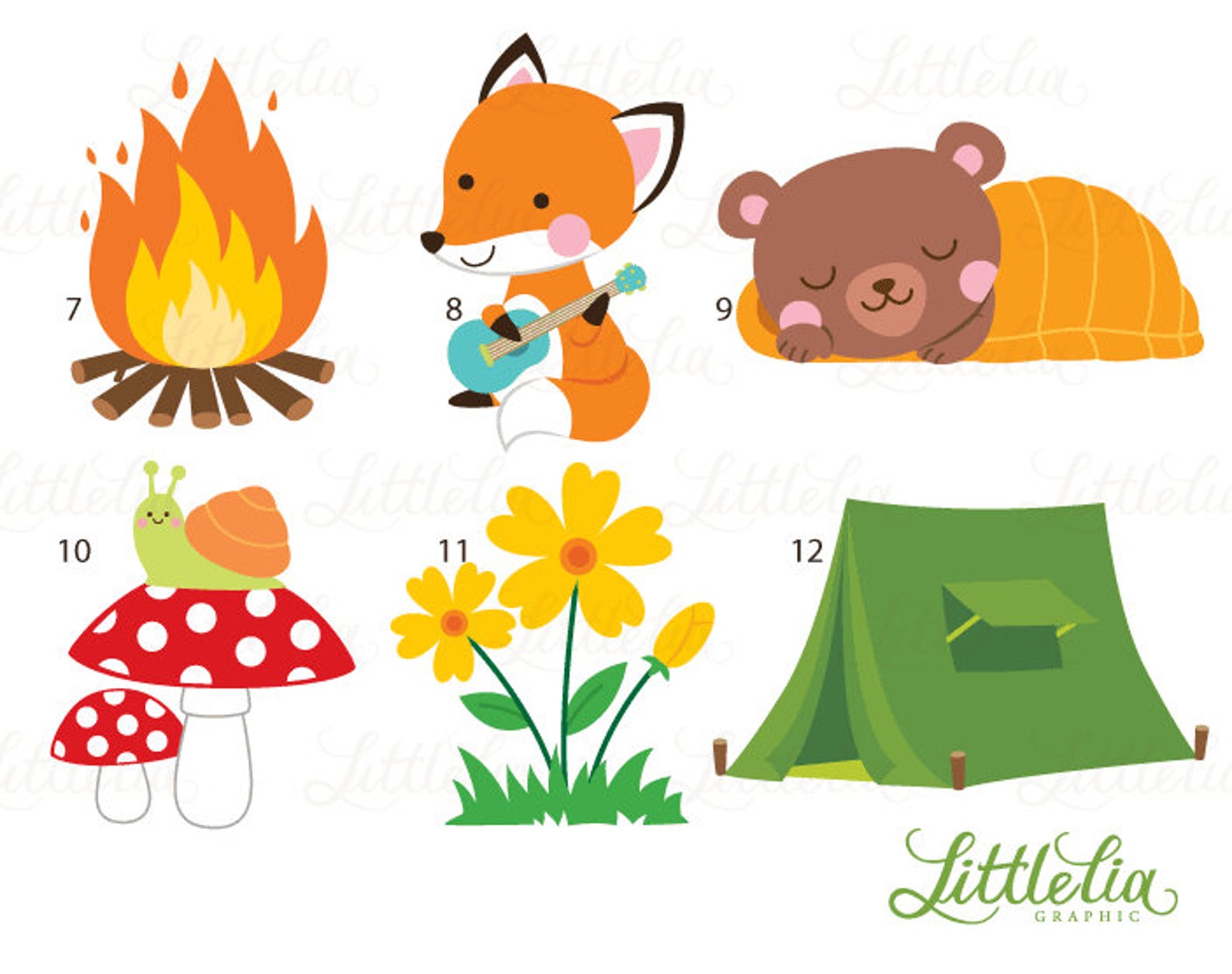 Woodland Animal Summer Camp - Camping Forrest Animal - 17026 - Etsy
