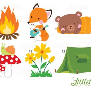 Woodland Animal Summer Camp - Camping Forrest Animal - 17026 - Etsy