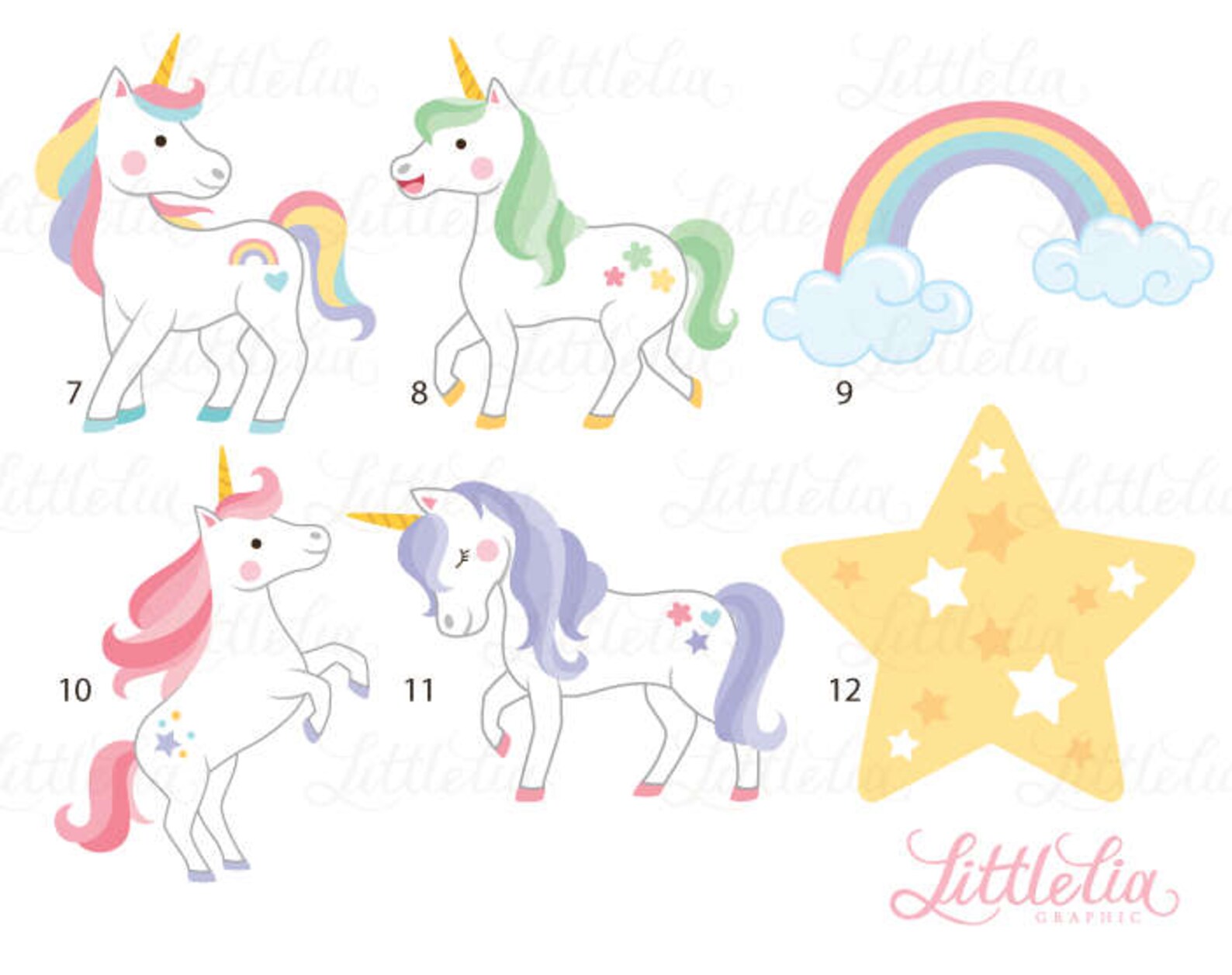 Unicorn Clipart Magical Clipart 17010 - Etsy