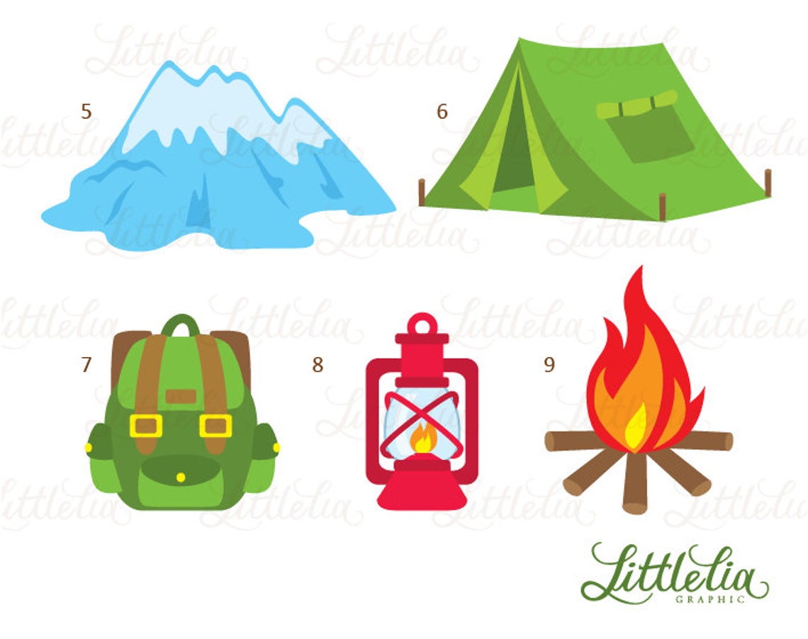 Fun Camping Clipart Set/ Instant Download 14011 - Etsy