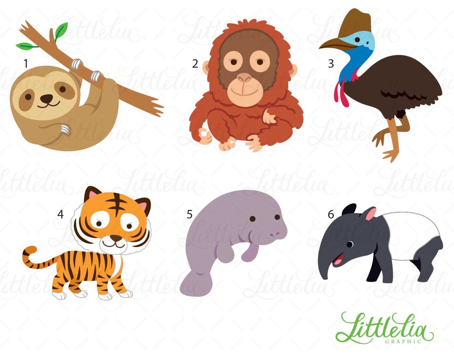 Rainforest Animal Clipart - Exotic Animal - 22003 (including Black and ...