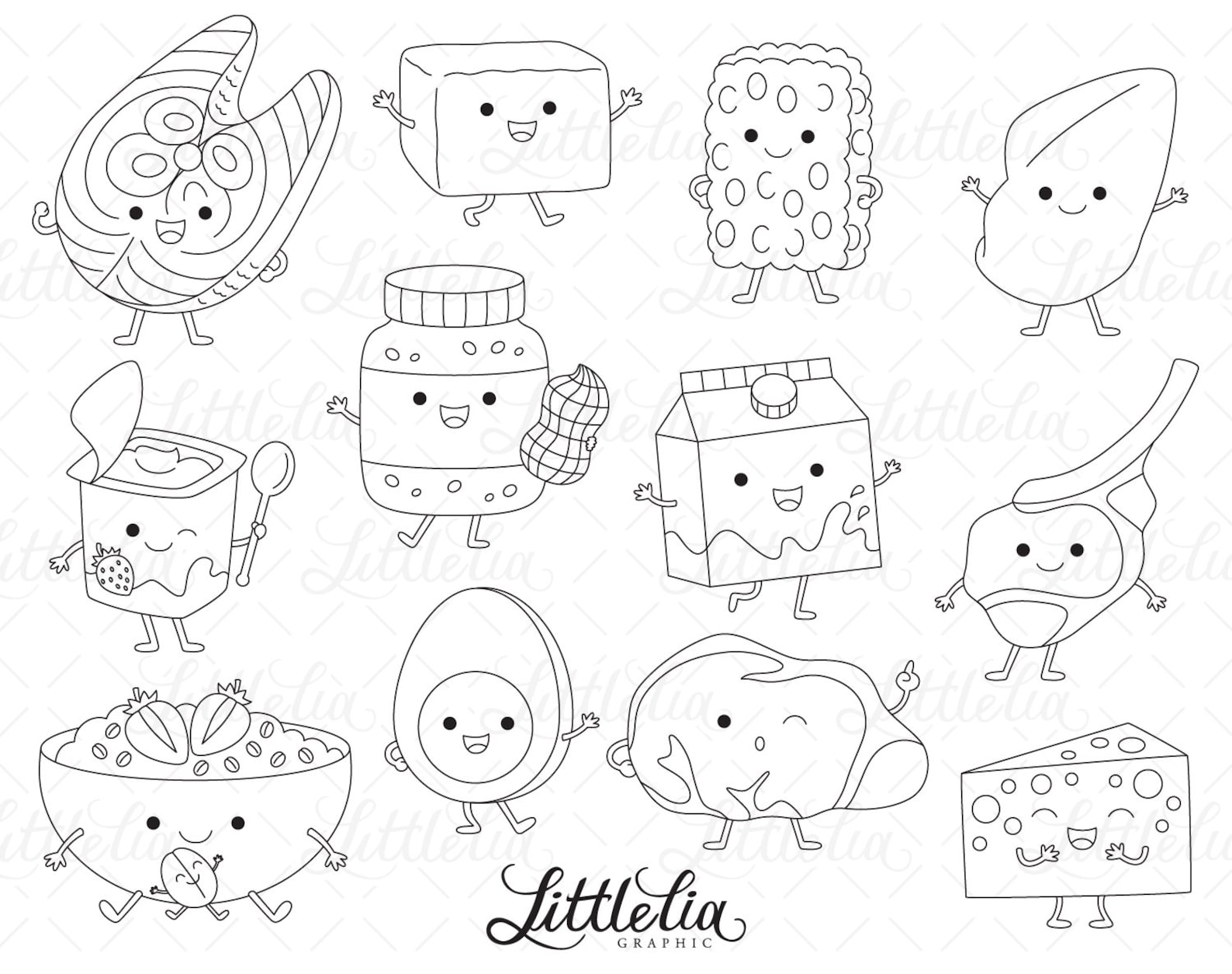 Good Protein Source - Food Kawaii Clipart - 23003 (including Black and ...