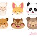 Mammal Head Clipart Cute Animal Head Clipart 17012 - Etsy