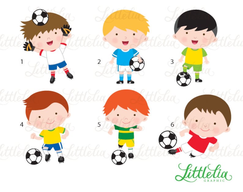 Soccer Boys Clipart Soccer Clipart 15093 - Etsy