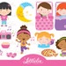 Sleepover Clipart - Pajamas Party Clipart - Girl's Party Night - 15008 ...