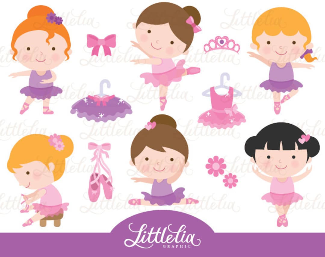 Ballerina Clipart - Ballet Dancer Clipart - Cute Ballerina - 15005 - Etsy