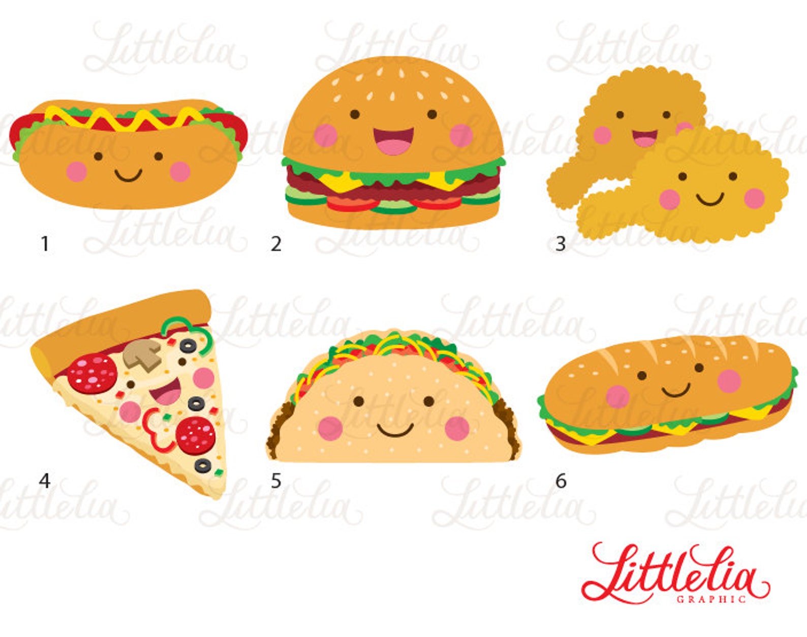Fast Food Clipart Food Clipart Cute Food 15096 - Etsy Canada