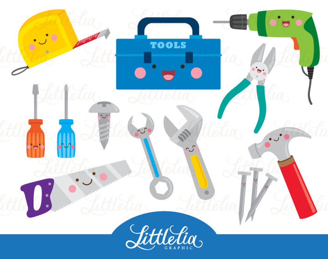 Tools Kawaii Clipart - 16068 - Etsy