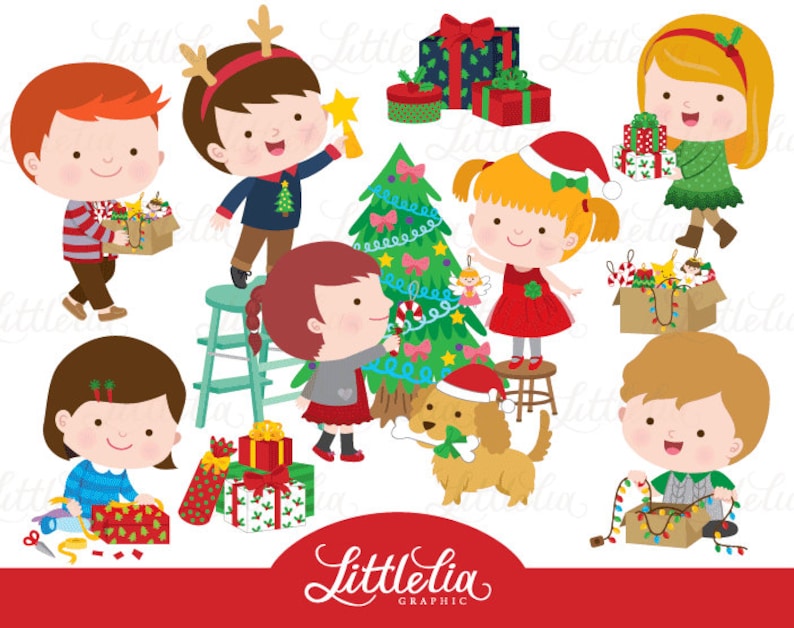 Christmas Kids Christmasy Clipart 16079 | Etsy