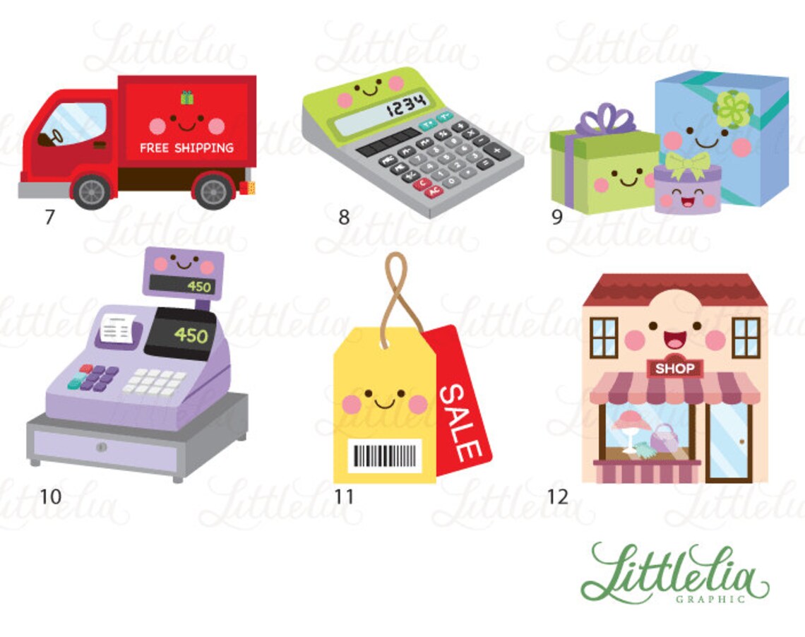 Shopping kawaii shopping clipart 17008 | Etsy